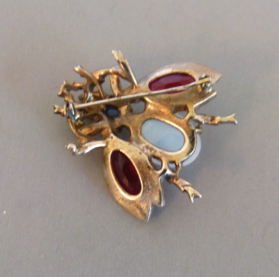 TRIFARI sterling vermeil fly or insect pin with cabochons - $268.00 ...