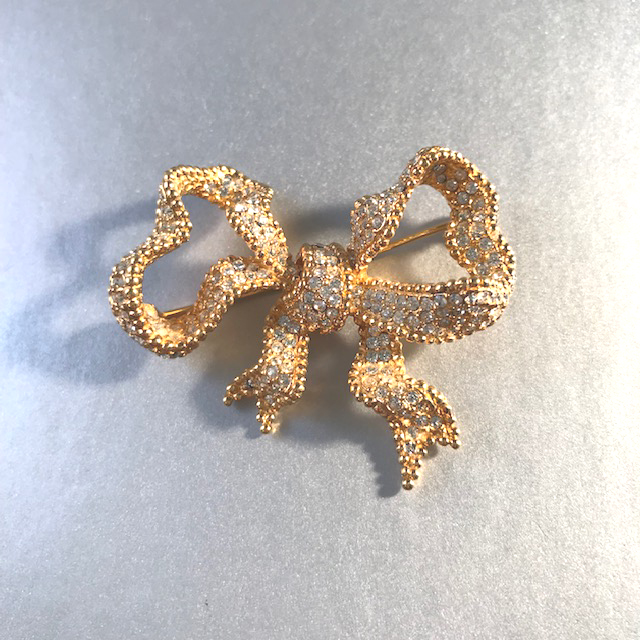 CINER bow pin with clear rhinestone pave set - Morning Glory Jewelry ...