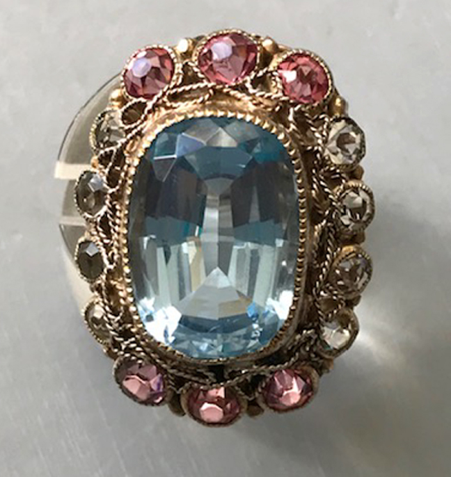 HOBE ring with brilliant pastel blue, pink and clear unfoiled ...