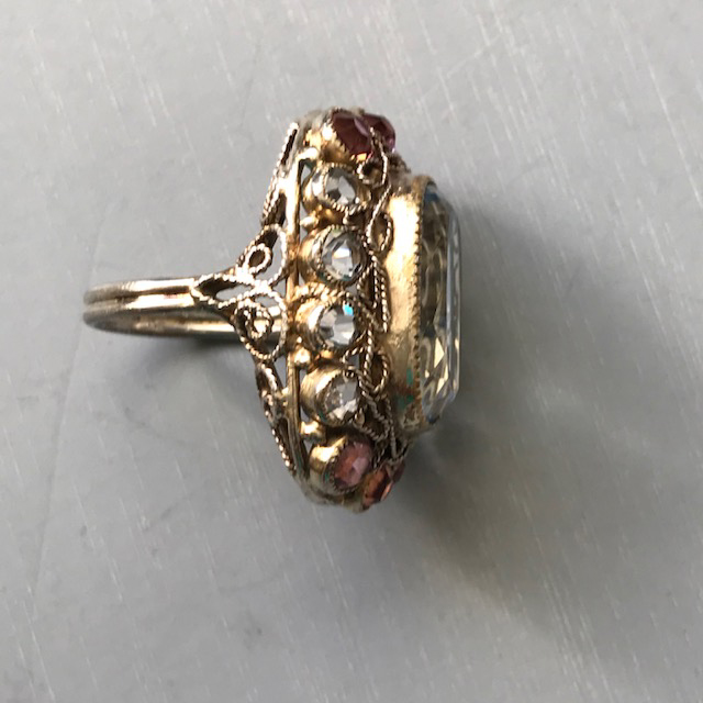 HOBE ring with brilliant pastel blue, pink and clear unfoiled ...