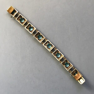 PARURE of aqua faceted unfoiled rhinestones set of a bracelet, pin and ...