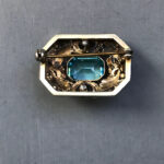 PARURE of aqua faceted unfoiled rhinestones set of a bracelet, pin and ...